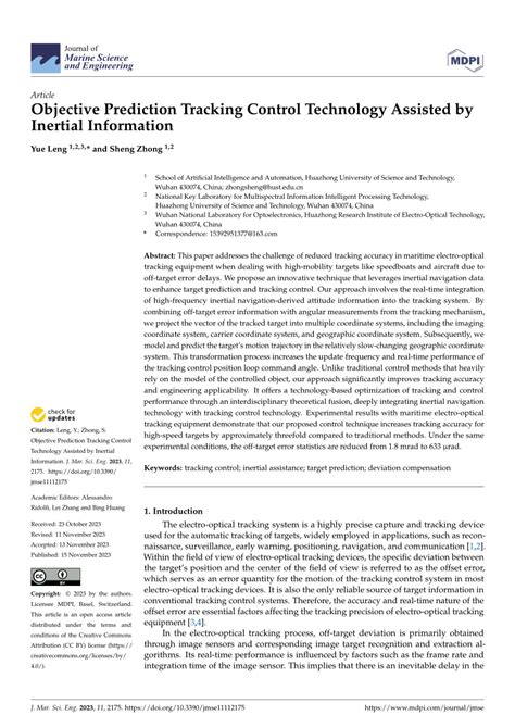 Pdf Objective Prediction Tracking Control Technology Assisted By Inertial Information