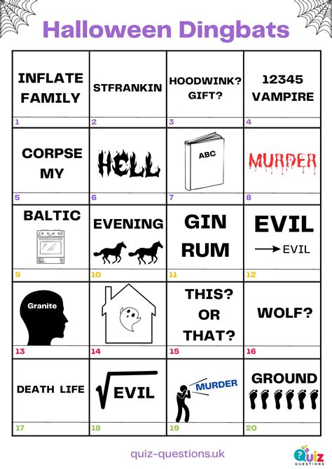 Halloween Dingbat Puzzles With Answers 2025