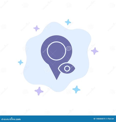Eye Location Map Pointer Blue Icon On Abstract Cloud Background Stock Vector Illustration