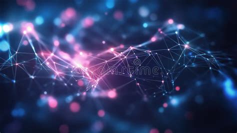 Abstract Glowing Neural Network Visualization With Interconnected Nodes