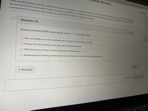 Solved Question 22newly Synthesizing Dna Always Grows In The