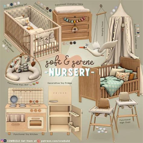 May 2023 Set 1 Soft Serene Nursery Cowbuild In 2023 Sims 4