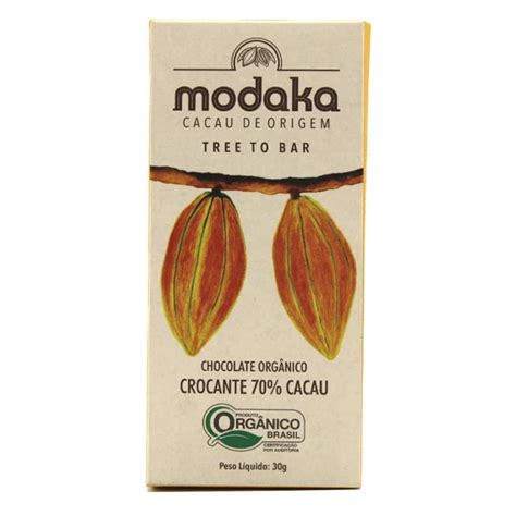 Chocolate 70 Cacau Crocante Modaka Orgânicos Da Fonte