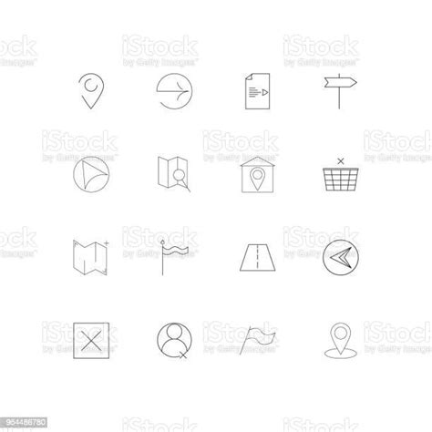및 탐색 선형 얇은 아이콘 집합을 매핑합니다 간단한 벡터 아이콘 설명 0명에 대한 스톡 벡터 아트 및 기타 이미지 0명 기 도로 Istock