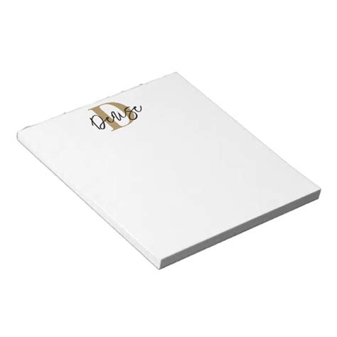 Modern Monogram Script Name Black Gold Notepad Zazzle