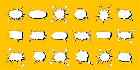 Premium Vector Retro Empty Comic Speech Bubbles Set Comic Pop Art Style