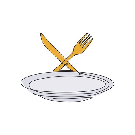 Premium Vector Single Continuous Line Drawing Of Stylized Empty Plate