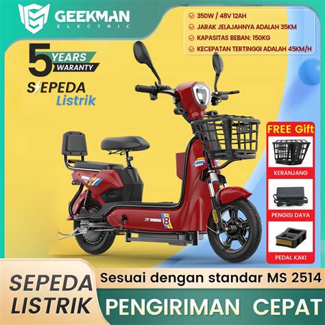 Jual Geekman Sepeda Listrik Dewasa Sepeda Listrik Murah Sepeda Listrik Dengan Pedal Shopee
