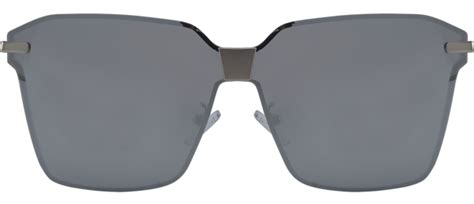 Gunmetal Oversized Square Rimless Mirrored Polarized Sunglasses With