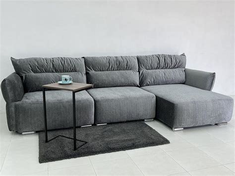 ᐉ Диван кутовий розкладний у вітальню спальню Вуді Нью Йорк дерево ламінована ДСП тканина Сірий