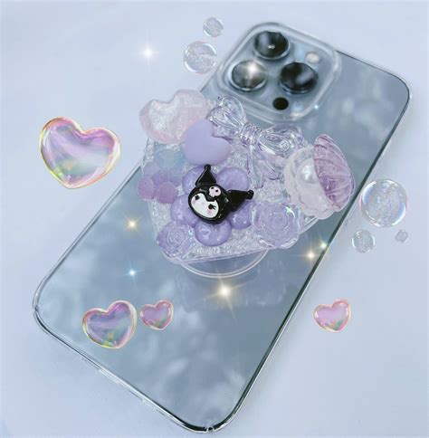 쿠로미 핸드폰 그립톡 산리오 캐릭터 투명 스마트톡