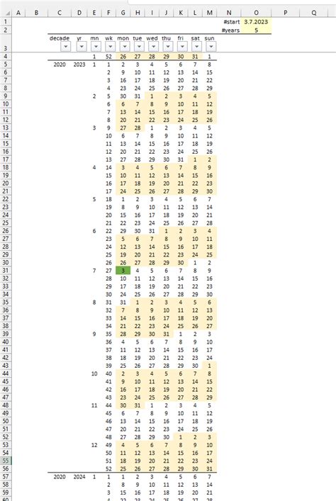 Excel Calendar Infinite