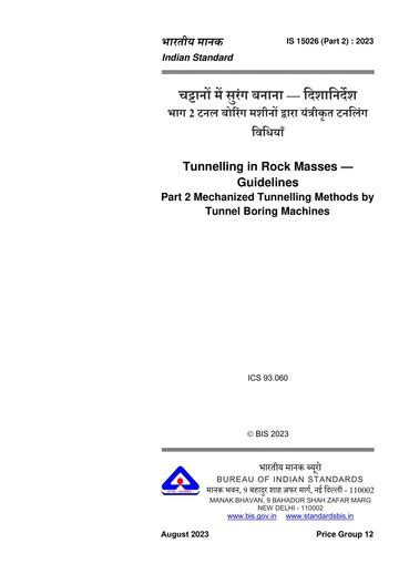 IS Part Tunnelling In Rock Masses Guidelines Part Mechanized Tunnelling