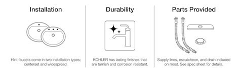 Kohler 97060 4 Bl Hint Single Handle Bathroom Sink Faucet With Pop Up