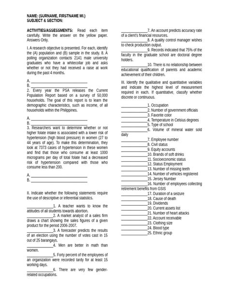 Activity 1 Statistical Analysis Pdf Hypertension Quantitative