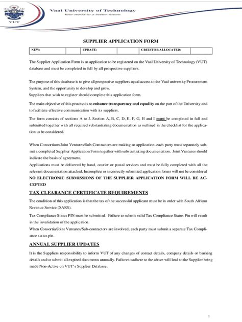 Fillable Online Supplier Database Application Form Pdf Fax Email Print Pdffiller