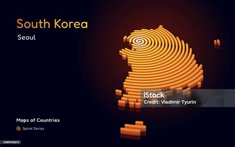 서울의 수도와 함께 한국의 3d 골드 벡터지도 원 나선형 패턴 0명에 대한 스톡 벡터 아트 및 기타 이미지 0명 3d 스캔