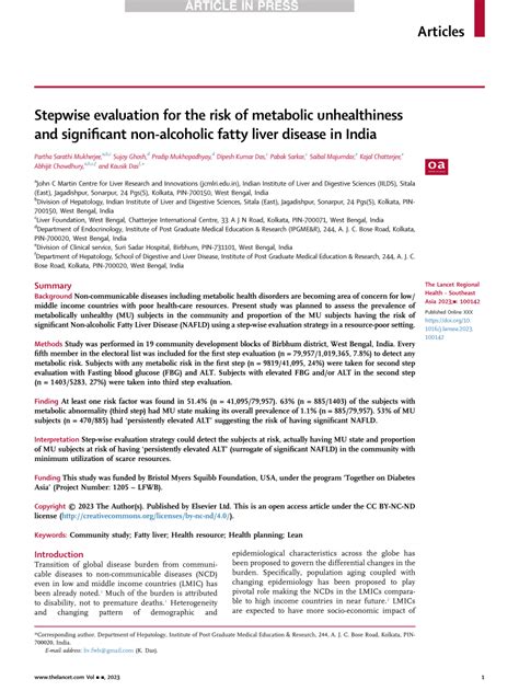 Pdf Stepwise Evaluation For The Risk Of Metabolic Unhealthiness And Significant Non Alcoholic