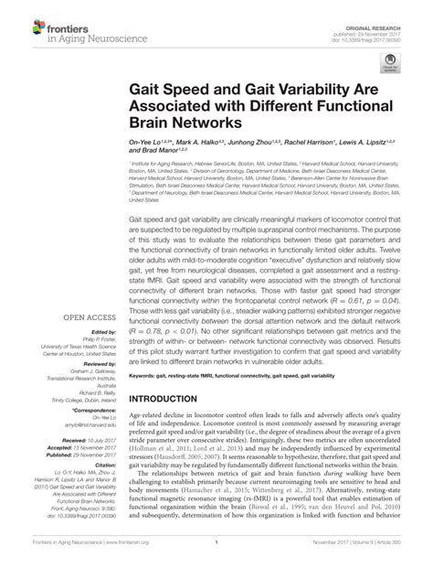 Pdf Gait Speed And Gait Variability Are Associated With Different