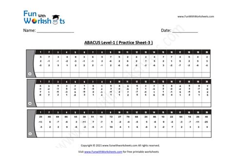 Abacus Practice Worksheets Level 1