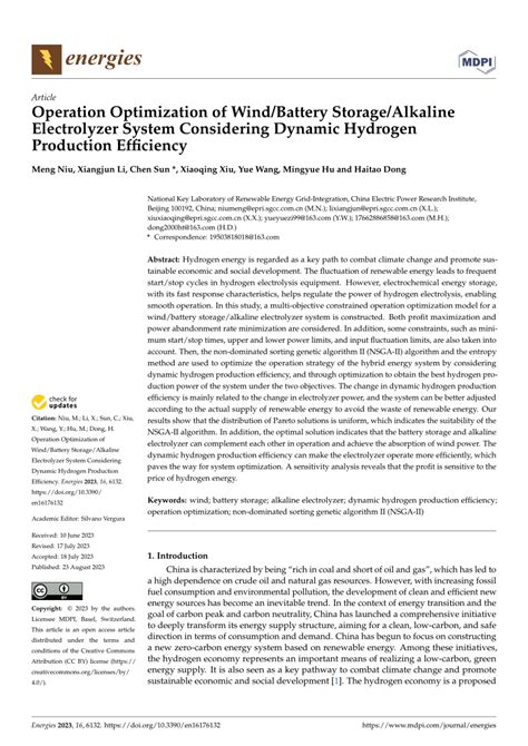 Pdf Operation Optimization Of Wind Battery Storage Alkaline