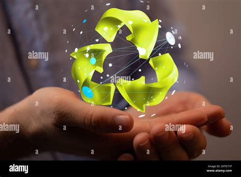 A Male Displaying An Eco Green Recycling 3d Rendering Icon Stock Photo