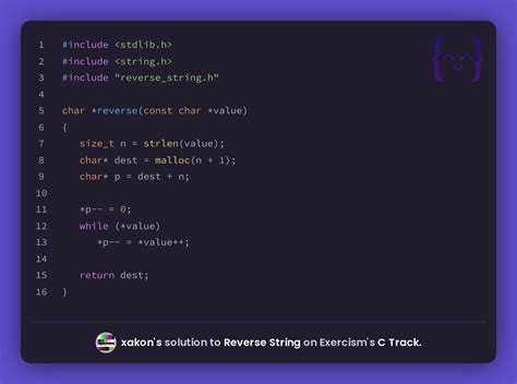 Xakons Solution For Reverse String In C On Exercism
