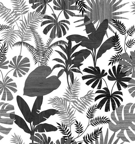 Seamless Pattern Leaf Graphics Wooden Texture Surface With Tropical