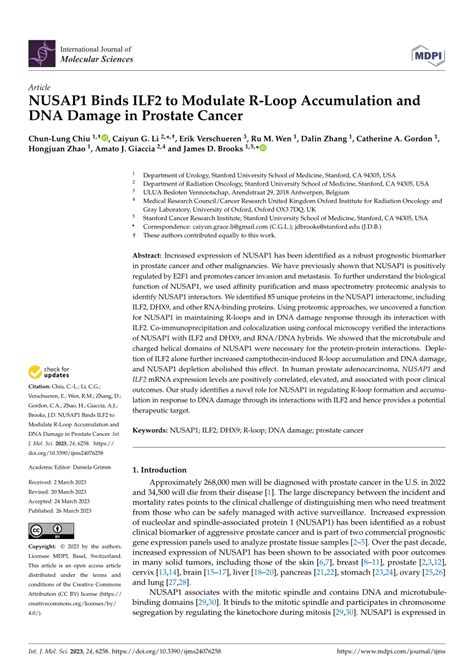 PDF NUSAP Binds ILF To Modulate R Loop Accumulation And DNA Damage In Prostate Cancer