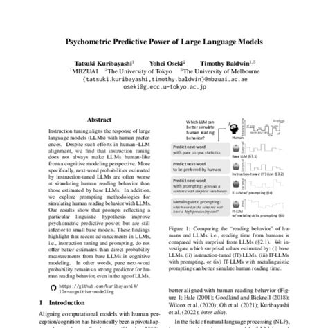 Psychometric Predictive Power Of Large Language Models Acl Anthology