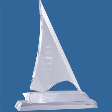 Sc01e Crystal Sail Boat Award With Quality Sandblast Engraving