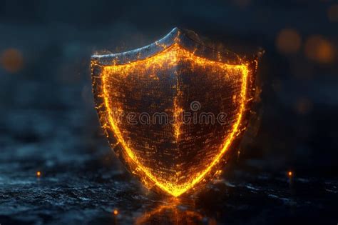 Glowing Shield With Data Code Protecting From Danger Providing