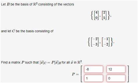Solved Let B Be The Basis Of R Consisting Of The Vectors Chegg