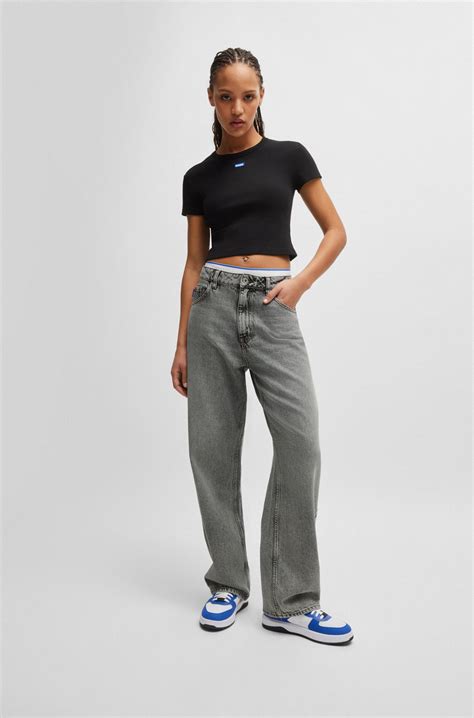 Hugo Relaxed Fit Jeans In Acid Washed Grey Rigid Denim Grey