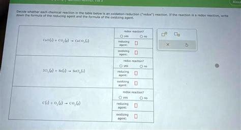 SOLVED: down the formuta of the reducing agent and the formula of the oxidizing agent. Decide ...