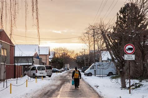 Omoljica Serbia January 23 2022 Selective Blur On A Man Walking On