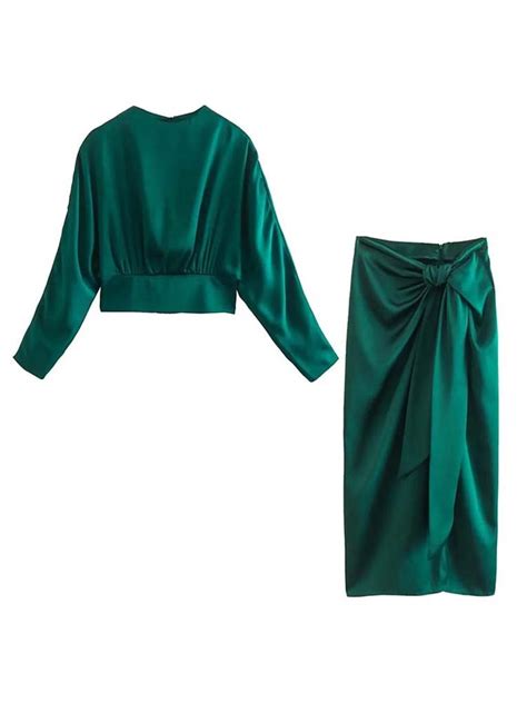 Klkxmyt Traf Woman 2 Pieces Blouse And Skirts Sets 2022 New Fashion