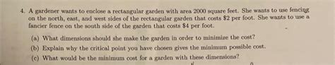 solved 4 a gardener wants to enclose a rectangular garden