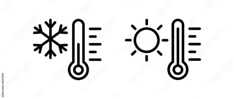 Thermometer Icon Vector Set Cold And Hot Temperature Symbol Stock