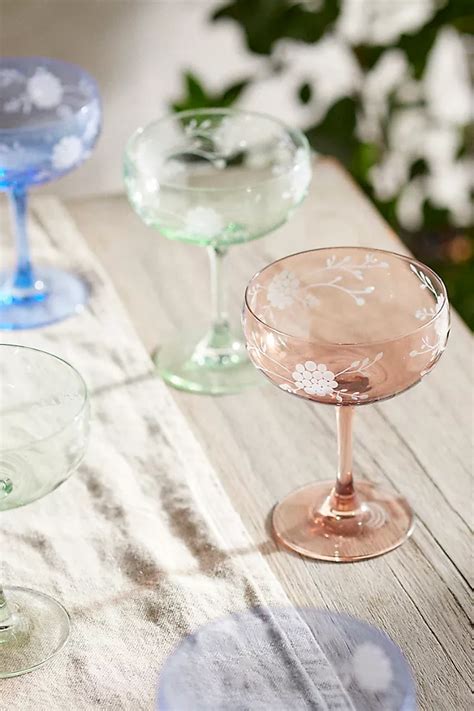 Colorful Floral Coupe Glasses Set Of 2 Terrain