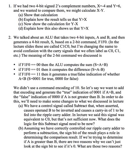 Solved If We Had Two Bit Signed S Complement Numbers Chegg