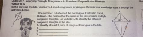 Solved LESSON 1 Applying Triangle Congruence To Construct