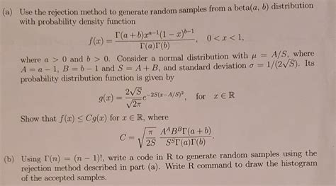 solved use the rejection method to generate random samples
