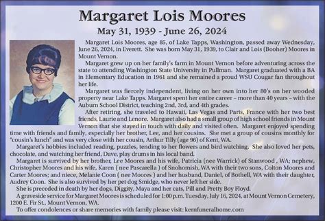 Margaret Lois Moores Obituary Auburn Reporter