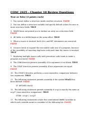 COSC 2425 Chapter 10 Questions Docx COSC 2425 Chapter 10 Review
