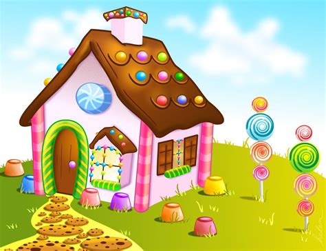 Background Candyland Candy House Cute Christmas Wallpaper