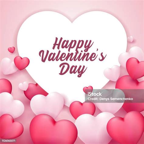 해피 발렌타인 배너 마음입니다 레드 화이트 핑크 엽서 사랑 메시지 또는 인사말 카드 서식 파일 디자인 일러스트 레이 션 준비 광고 벡터 일러스트입니다 Eps10 2월에 대한