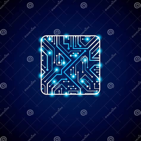Vector Technology Cpu Design With Square Blue Luminescent
