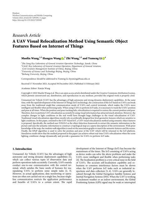 pdf a uav visual relocalization method using semantic object features