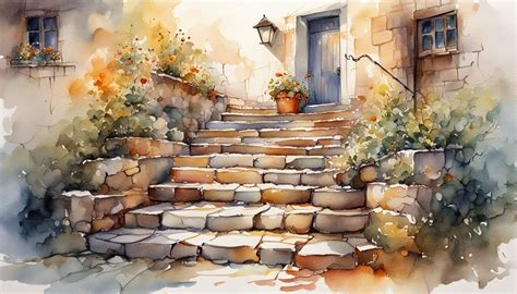 Cobblestone Steps Medieval House Amidst Whimsical Cobbles